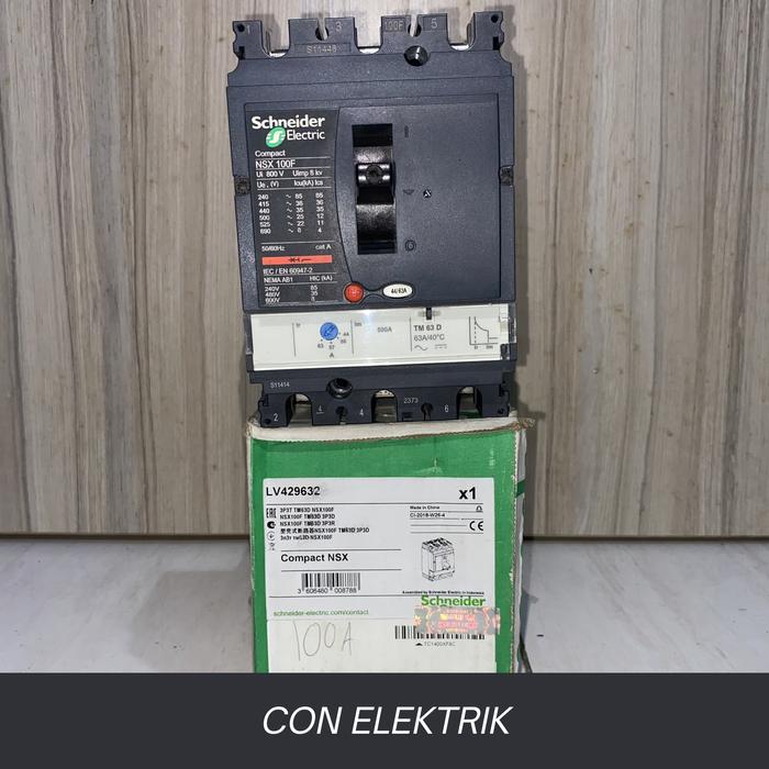 Jual SCHNEIDER MCCB NSX100F 63A 3P TM63D LV429632 ORIGINAL - Jakarta ...