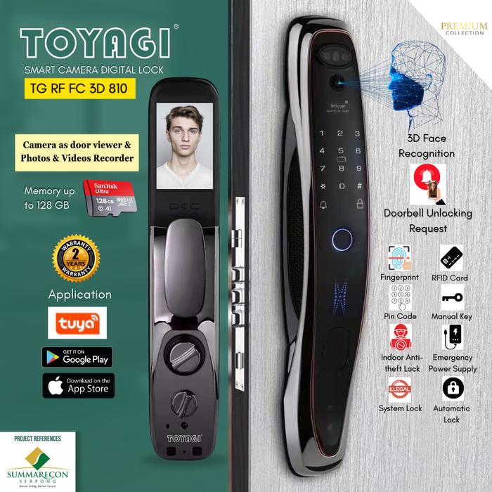 Promo TOYAGI Premium Smart Camera Digital Lock TG RF FC 3D 810 | Face ...