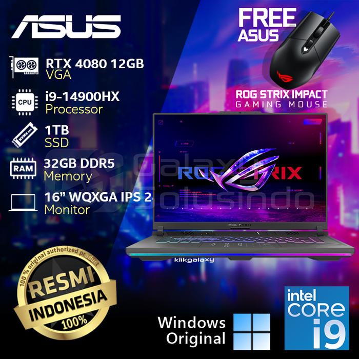 Promo ASUS ROG STRIX G16 G614JZR-I948C6G-O RTX4080 Intel Core i9-14900HX 1TB SSD 32GB RAM ...