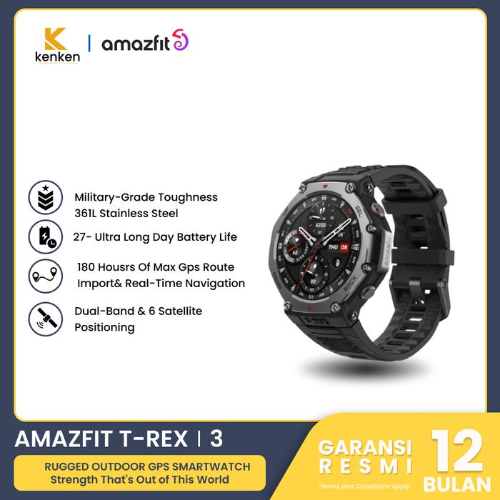 Promo Amazfit T-REX 3 Smartwatch 1.5" Display AMOLED AOD GPS SpO2 10ATM ...