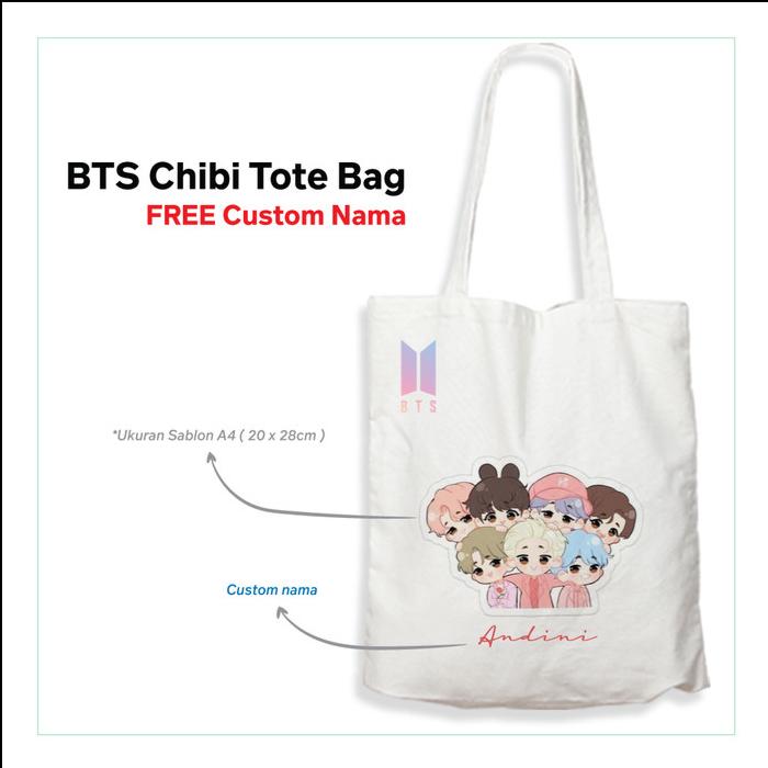Jual Tote Bag BTS Chibi / Merchandise Chibi BTS All Member/Bisa Custom ...