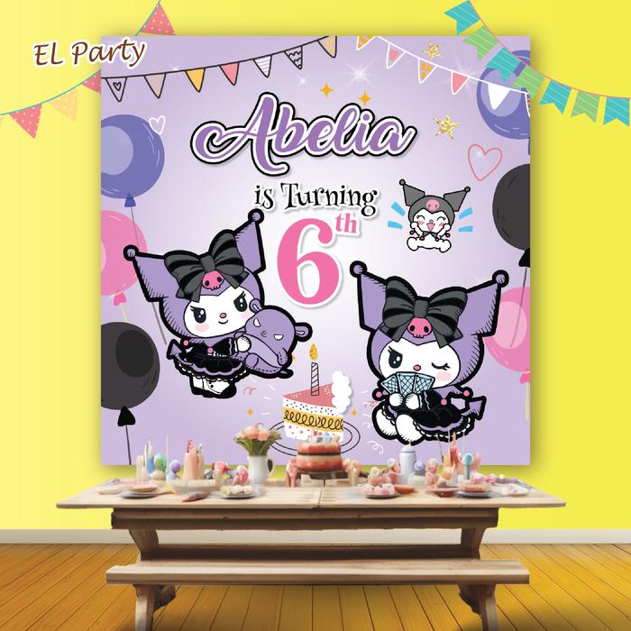 Jual Banner Ulang Tahun KUROMI Spanduk Ultah Kostum Karakter Background ...