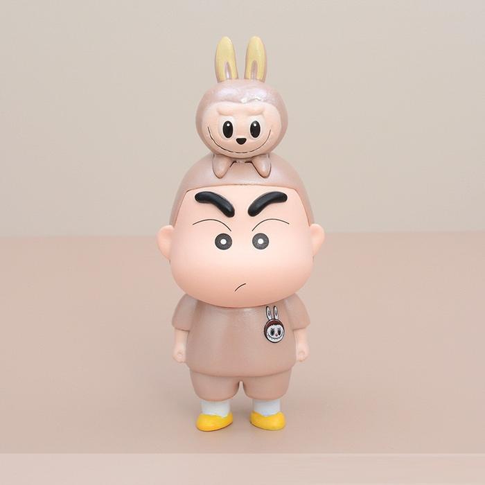 Promo MINI SIZE 14CM Figure Labubu x Crayon Shin-Chan SHINCHAN SINCHAN ...