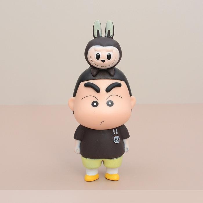 Promo MINI SIZE 14CM Figure Labubu x Crayon Shin-Chan SHINCHAN SINCHAN ...