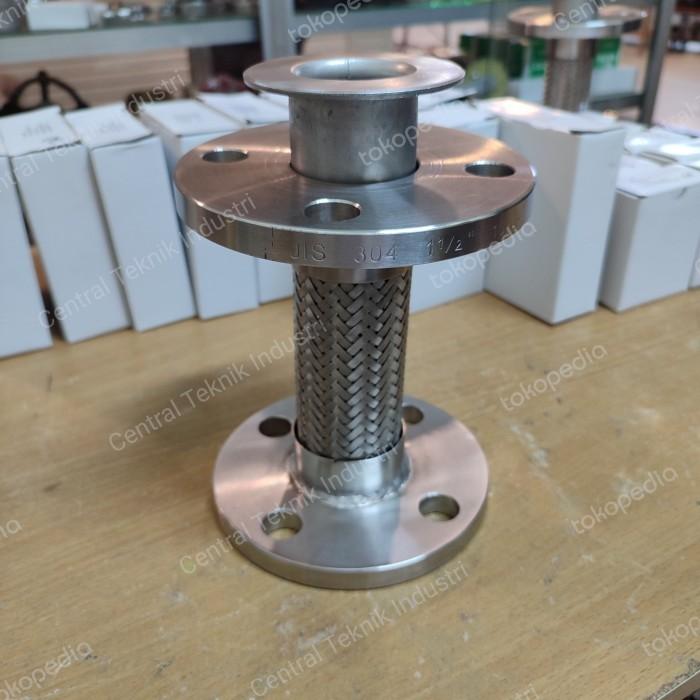 Jual Flexible Hose Stainless Steel 304 Flange 1" inch Jis 10k 55cm DN ...