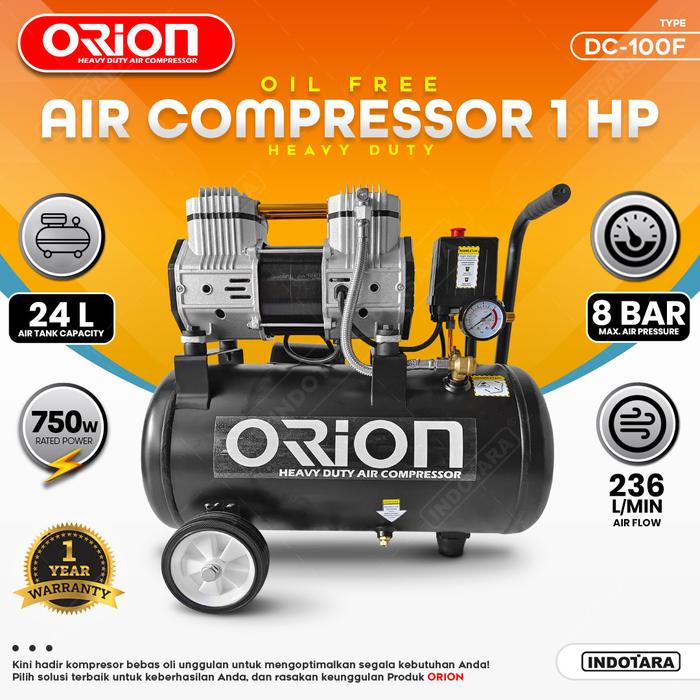 Promo Kompresor Angin Oil Free 1 HP 24L Air Compressor Orion DC100F ...