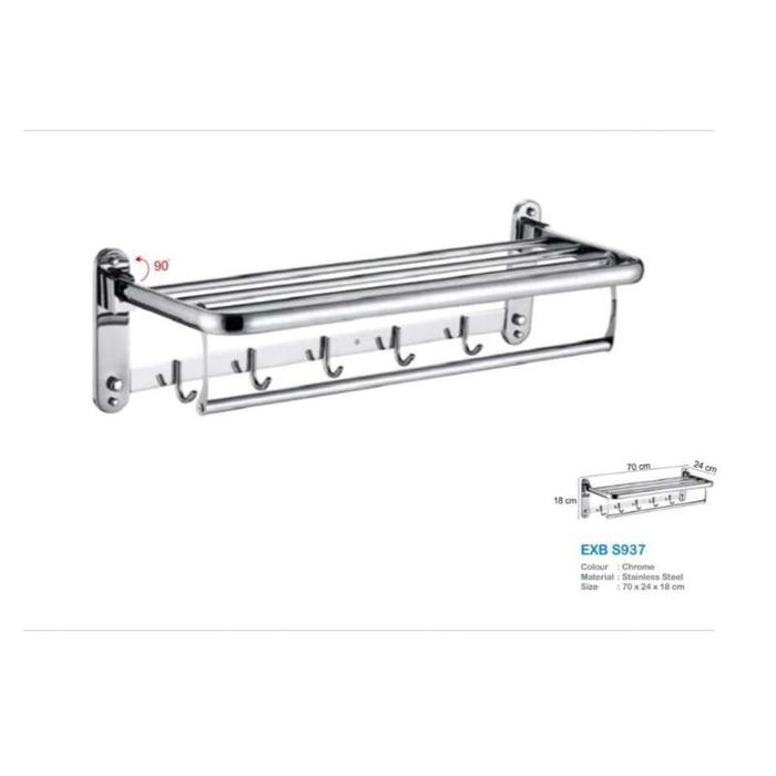 Promo Rak Handuk Lipat Stainless 70 cm - Gantungan Handuk Kamar Mandi ...