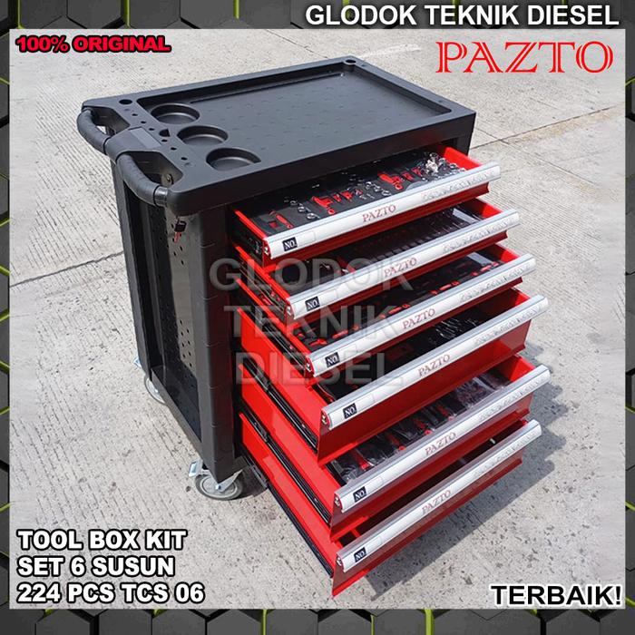 Jual Tool Box Trolley Cabinet + Tool Kit Set 6 Susun 127 pcs WIPRO ORIGINAL - PAZTO TCS 06 ...