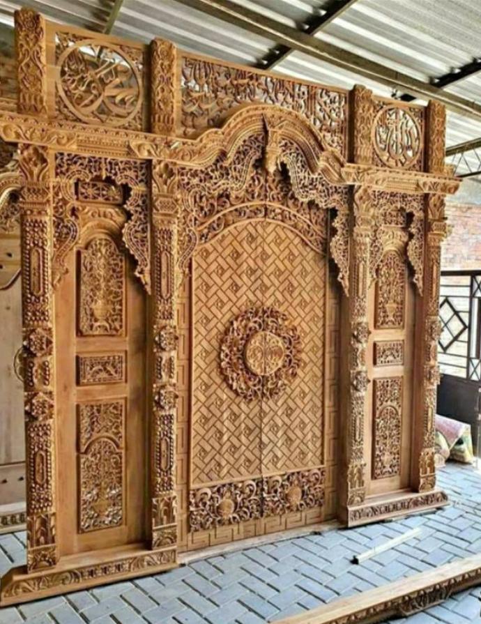 Jual Pintu Ukir Gebyok/Pintu Ukir Replika Nabawi Ful Kayu Jati Asli ...