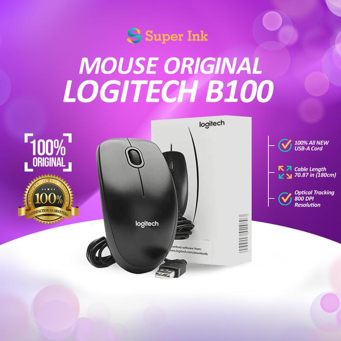 Jual Mouse Laptop Logitech B100 USB Komputer Computer Silent Click ...