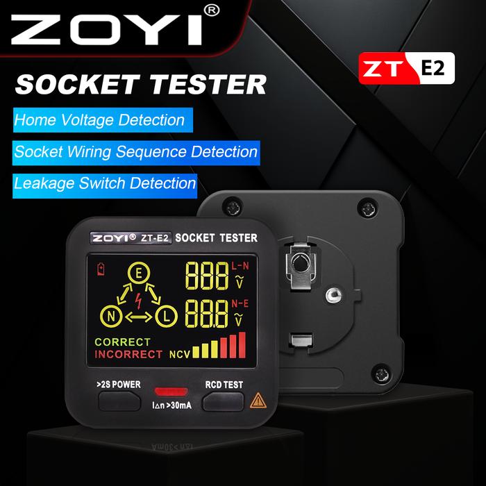 Promo ZOYI ZT-E2 Digital Smart Socket Tester Detector Voltage Test ...