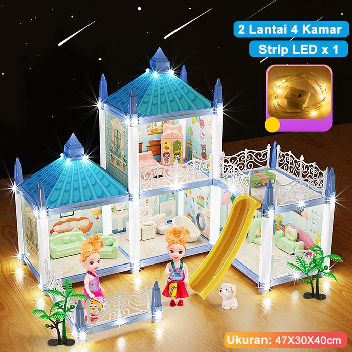 Promo RuiLin Mainan Rumah Rumahan Princess Castle dengan Boneka LED ...