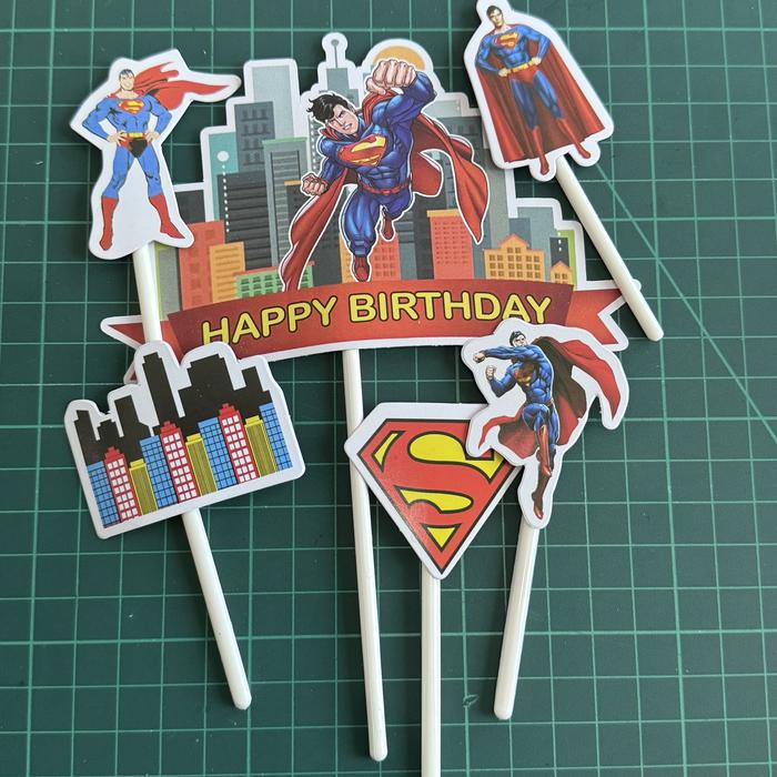 Jual Tusuk Character Superman set 6pc Cake Topper tusukan kue hiasan ...