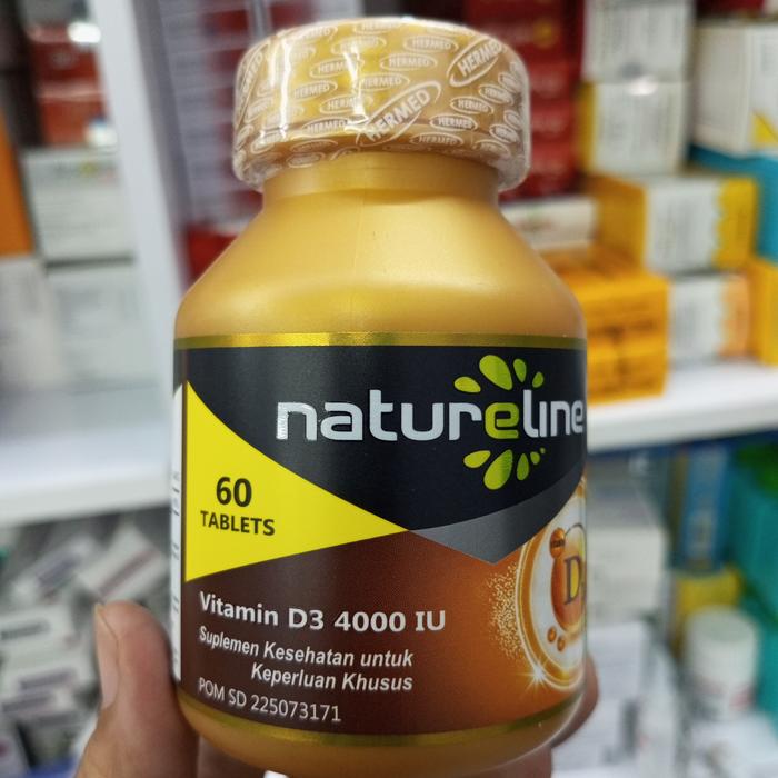 Jual NATURELINE VITAMIN D3 4000 IU isi 60 untuk tulang dan daya tahan ...