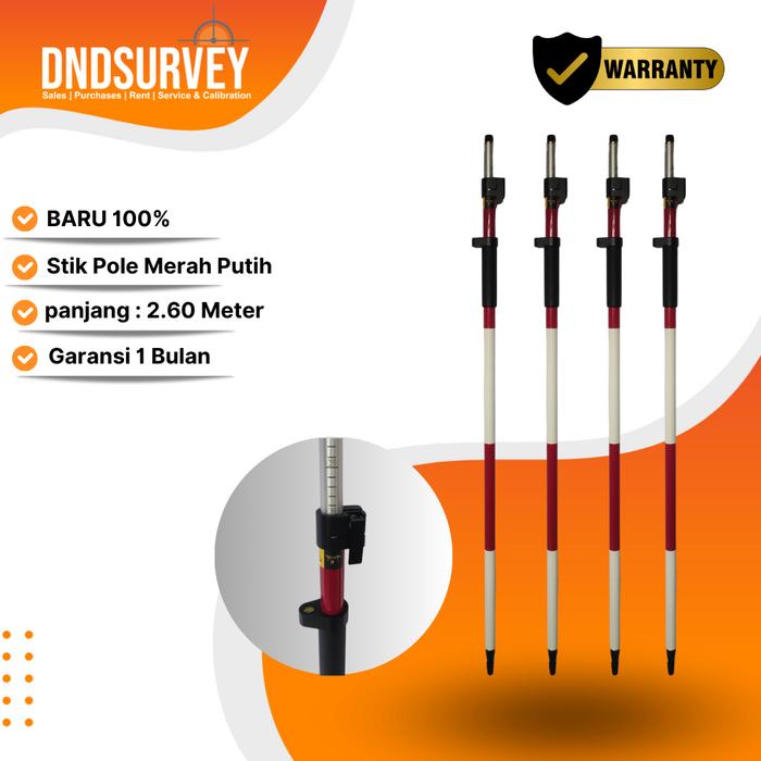 Jual Stik Pole Jalon Survey 2,60 Meter Merah Putih cocok untuk Gps Rtk ...