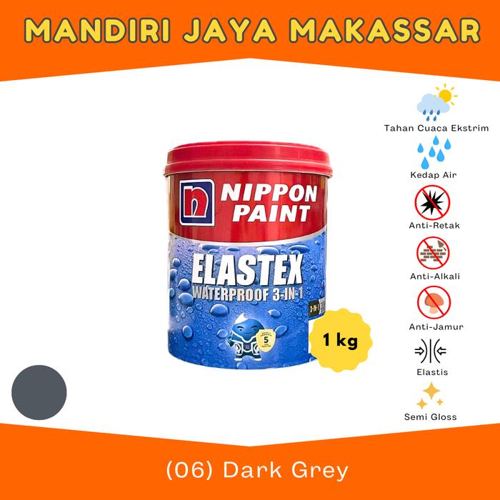 Jual Elastex Waterproof 3 in 1 Nippon Paint Cat Anti Bocor 1Kg - Dark Grey - Kota Makassar ...