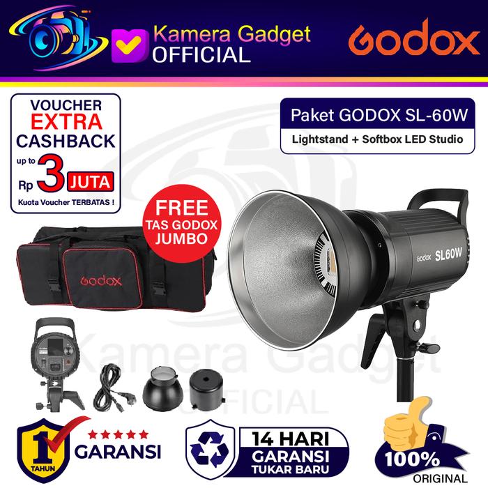 Promo Paket GODOX SL60W / SL-60W / SL60 W - Lightstand + Softbox LED Studio - SB BW 95CM, PLUS ...