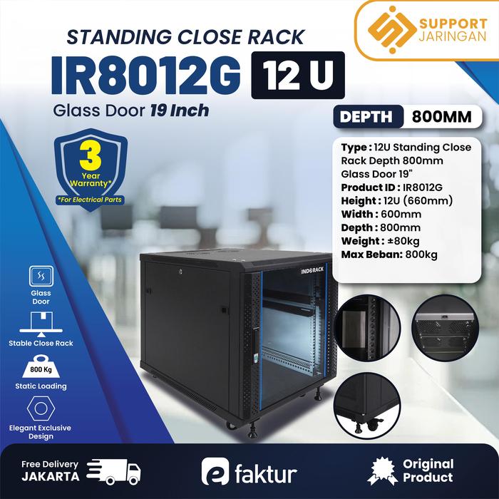 Jual Rack Server IR8012G Close Rack 12U INDORACK Depth 800mm Glass Door - Kota Semarang ...