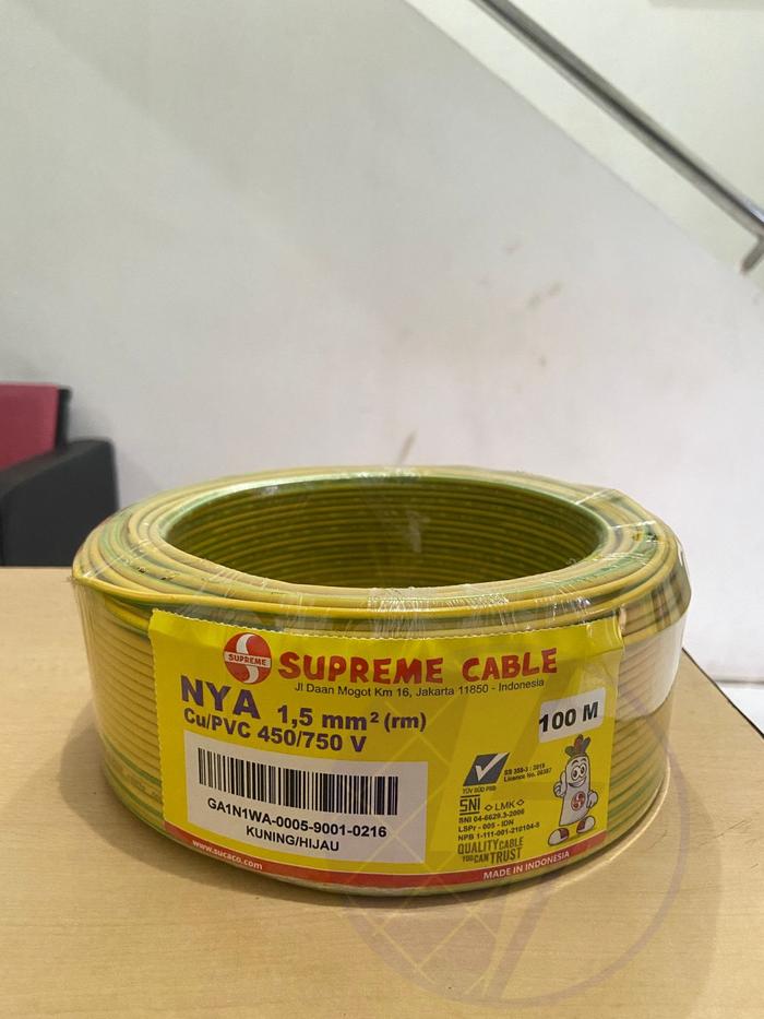 Jual Kabel NYA 1.5mm SNI TKDN 100m 1roll Grounding warna Hijau-Kuning ...
