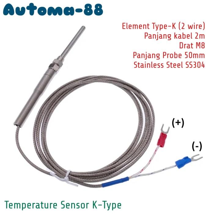 Jual Thermocouple Type-K Temperature Sensor Suhu 5 x 50 mm 5 cm kabel ...