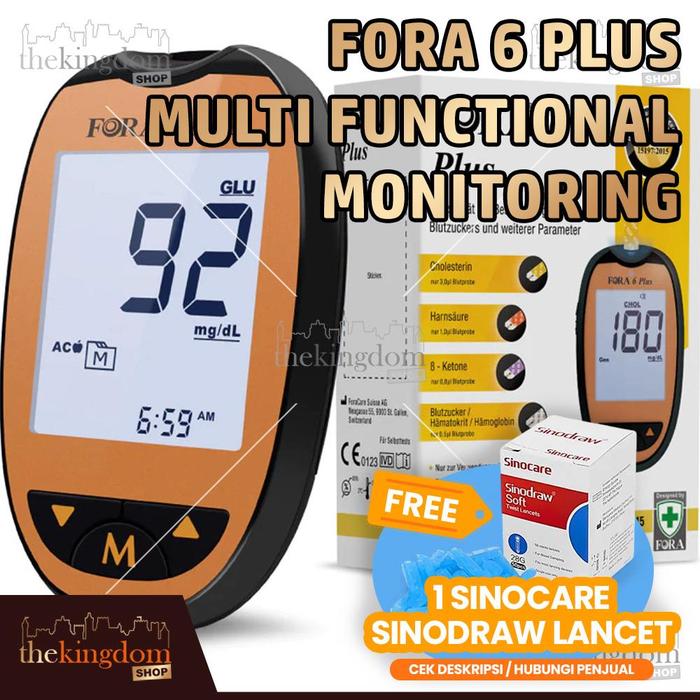 Promo Fora 6 Plus 6in1 Alat Cek Gula Kolesterol Asam Urat Hemoglobin Hb ...