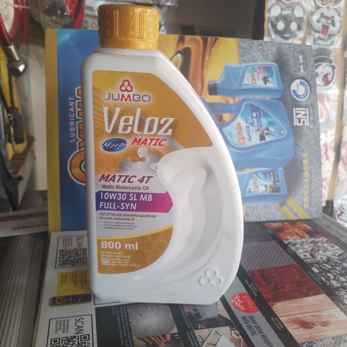 Jual oli motor jumbo veloz matic full synthetic 10w30 800ml asli100 ...