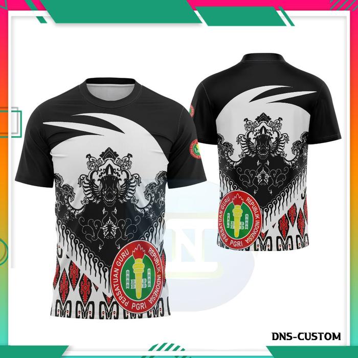 Promo Baju Guru Motif Batik PGRI Lengan Pendek Custom / Kaos O-neck ...