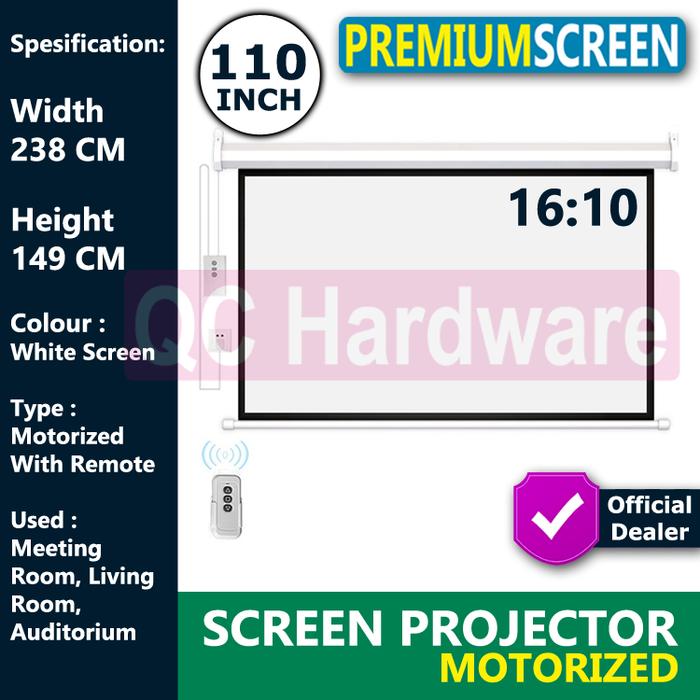 Jual Premium Screen Projector 110 inch Rasio 16:10 Motorized WXGA ...