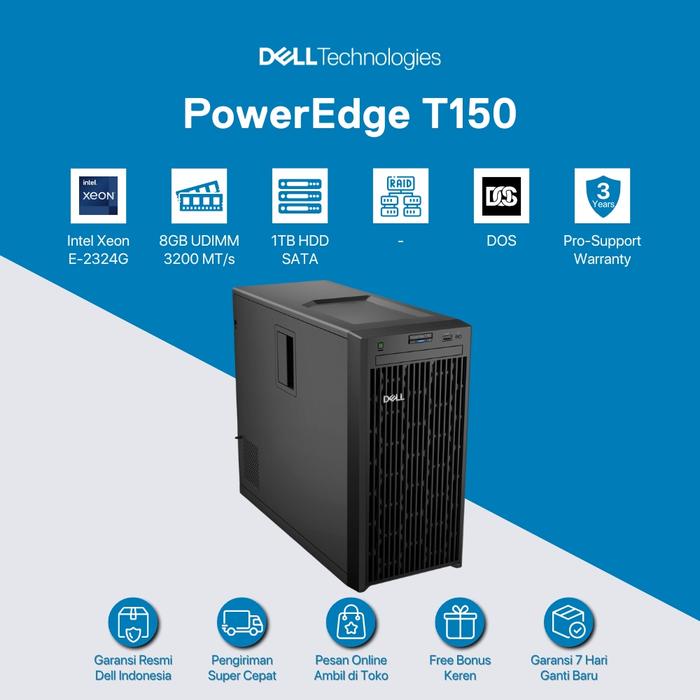 Jual Dell PowerEdge T150 Server [E-2324G-8GB-1TB-DOS-3Y] - Jakarta ...