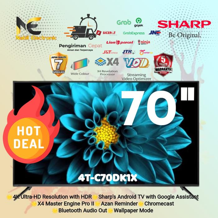 Jual SHARP 4T-C70DK1X ANDROID TV 70 INCH UHD 4K HDR NEW - Kota ...