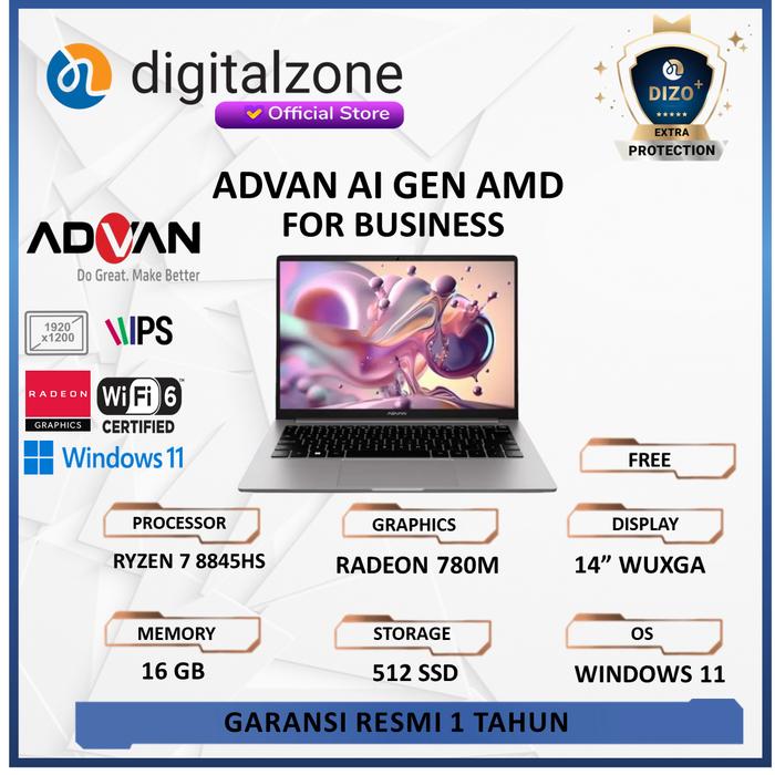 Promo ADVAN AI GEN AMD L24A-R78S1 Ryzen 7 8845HS 16GB 512SSD 780M W11 ...