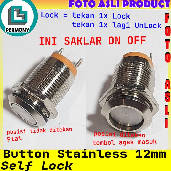 Jual Tombol 12mm Stainless Saklar On Off 12 mm WaterProof Switch Push ...