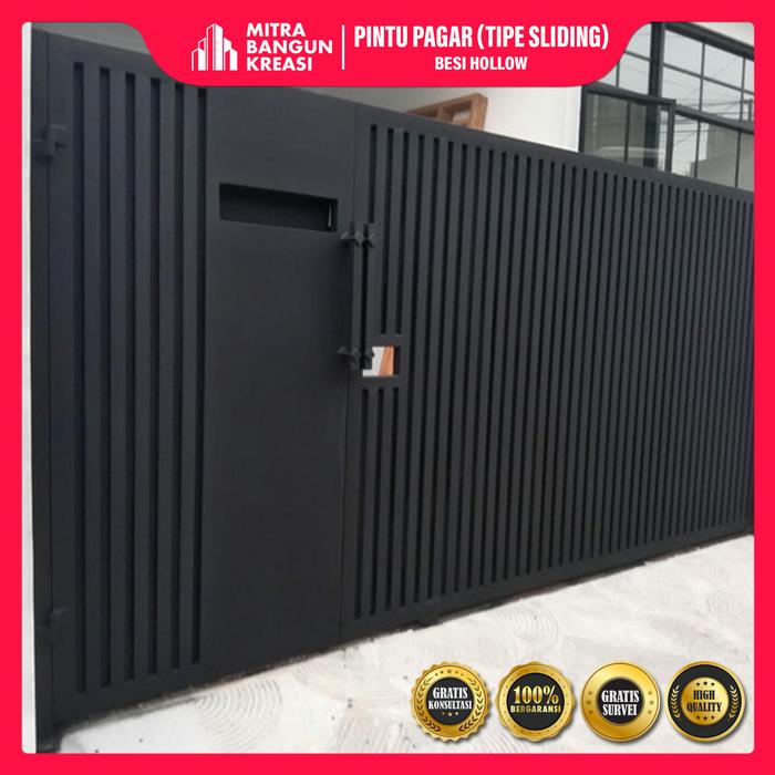 Jual Pintu Pagar Sliding Rumah Besi Hollow Galvanis Minimalis Modern ...