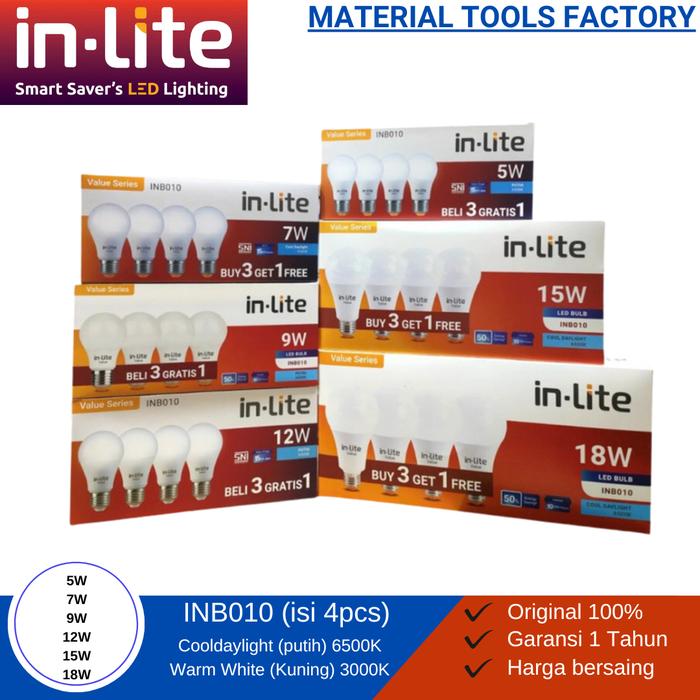 Promo Lampu INLITE INB010 VALUE SERIES LED BULB 5W 7W 9W 12W 15W 18W ...