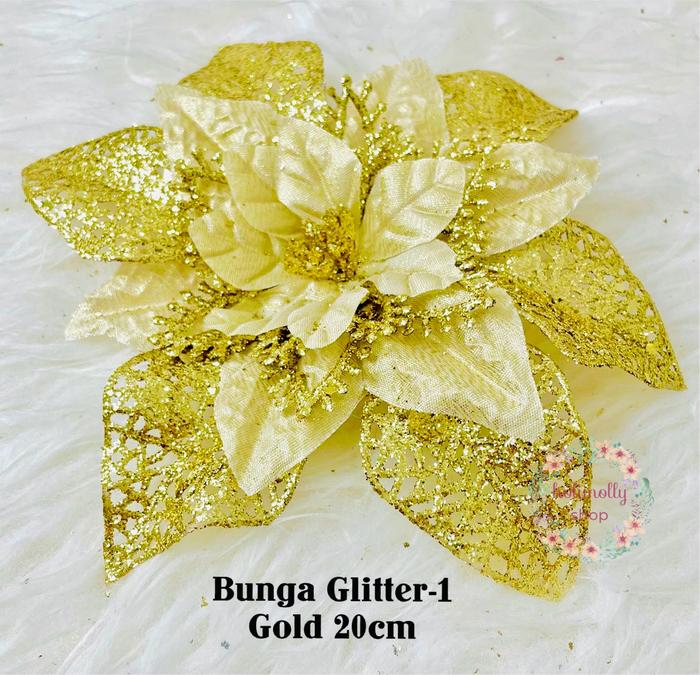 Jual Holimolly - Hiasan Dekorasi Bunga Pohon Natal Glitter, Bisa ...