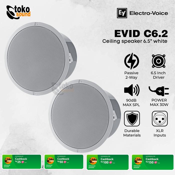 Jual Electro-Voice EVID C6.2 - Ceiling Speaker 6.5 Inch White Pair ...