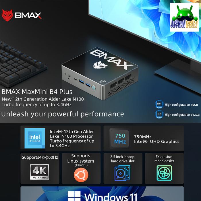 Jual Mini PC BMAX B4 Plus Intel N100 Gen12 16/512GB SSD USB Type-C ...
