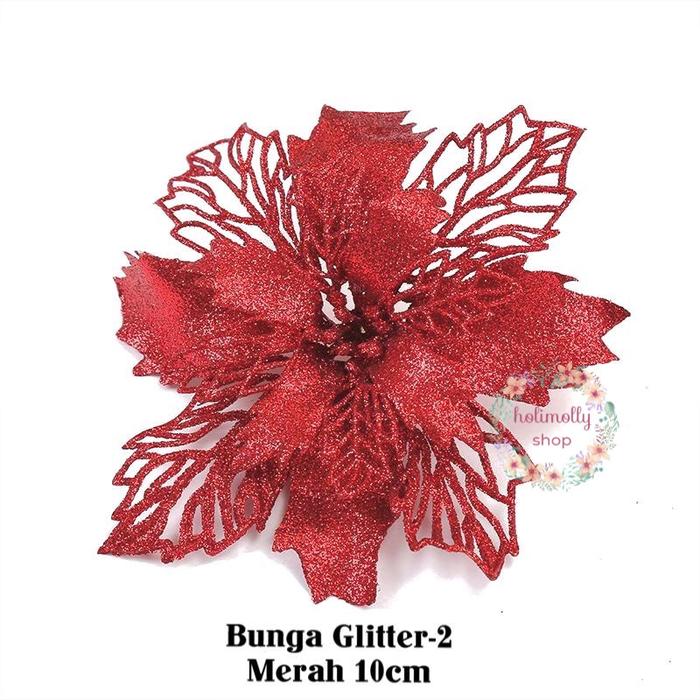 Jual Holimolly - Hiasan Dekorasi Bunga Pohon Natal Glitter, Bisa ...