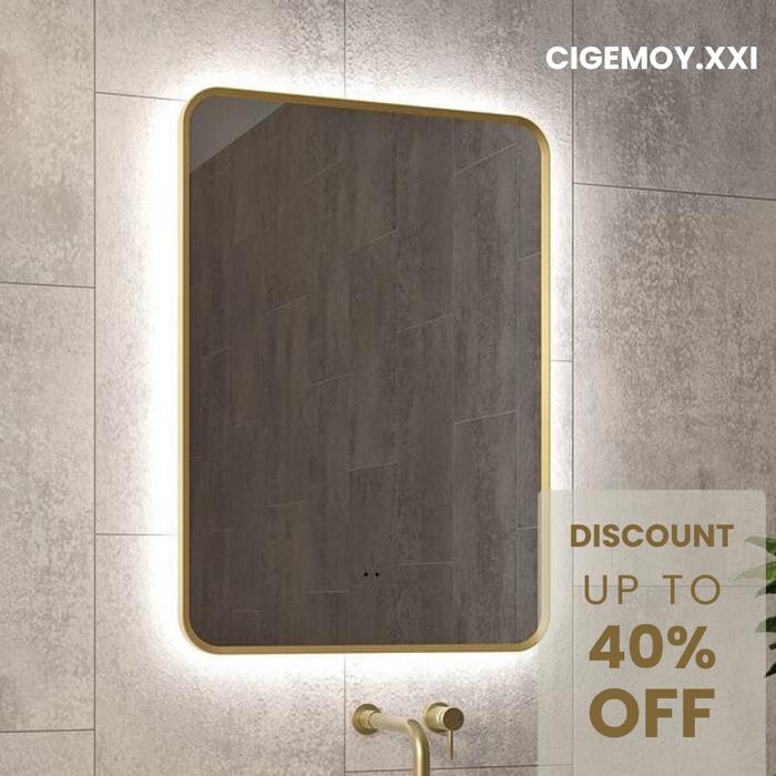 Promo Cermin Dinding Gantung Aesthetic LED Frame Gold Persegi/ Cermin ...