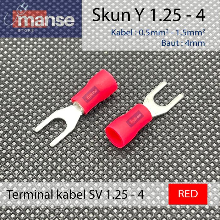 Jual Terminal Skun Kabel Y 1.25-4 Insulated (isi 100 Pcs) / Cable Lug Skun Garpu 1,25-4 ...