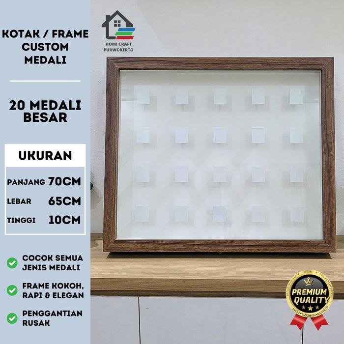 Jual Tempat Display Medali isi 20 / Medal Frame Holder - 20 Teak Brown ...