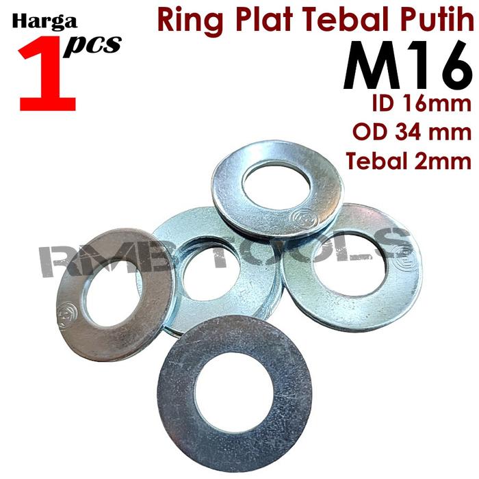 Jual Ring Plat Putih M16 x 34 Galvanis / Washer Plate M16 Galvanis ...