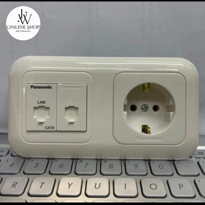 Jual Faceplate Data RJ45 Cat.6 1 Port include modular + Outlet Telepon ...