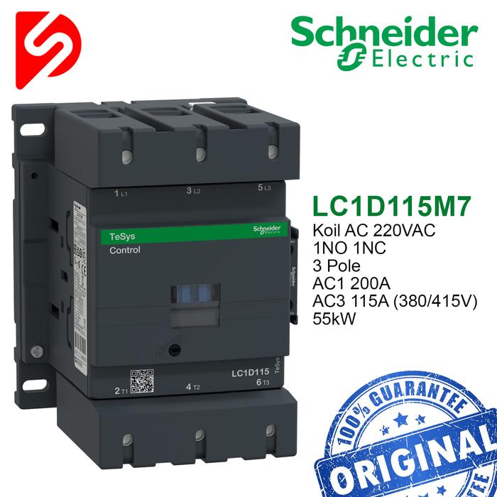 Jual Kontaktor LC1D115M7 3P 200A 220VAC 1NO 1NC Ori Contactor Schneider - Jakarta Pusat - Panel ...