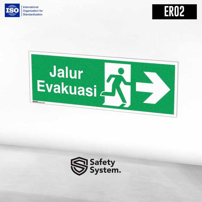 Jual Stiker Safety Sign Rambu K3 - Emergency Darurat Jalur Arah Evakuasi - Kiri, S - Kab ...