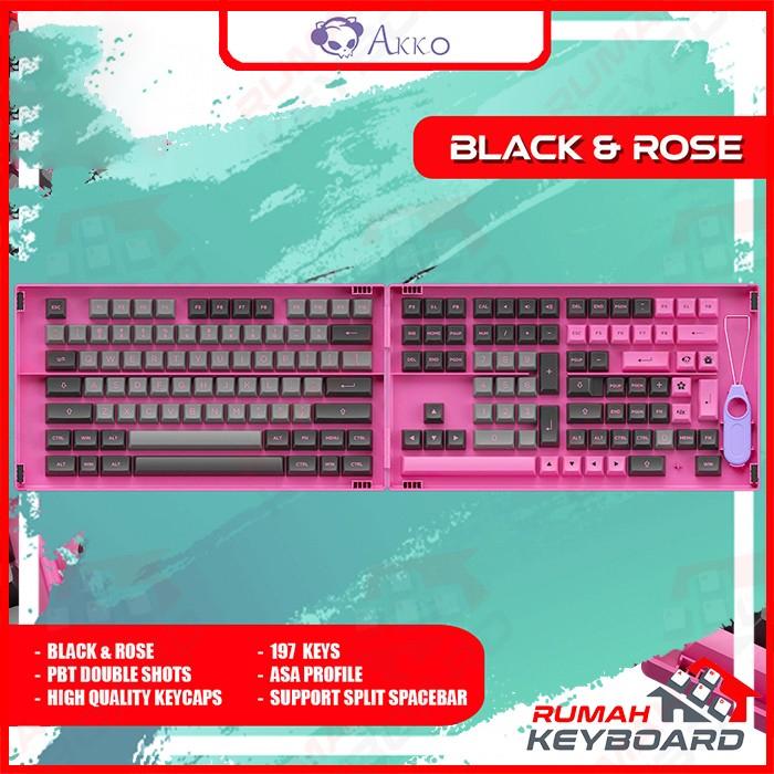 Promo KEYCAP - KEYCAPS - ASA - AKKO BLACK & ROSE - PBT KEYCAP SET - 197 ...