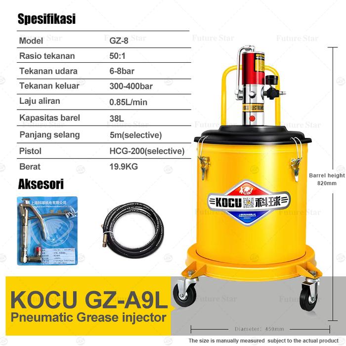 Jual Pompa Gemuk Angin Grease Pump Lubricator Air Operated 50:1 ...