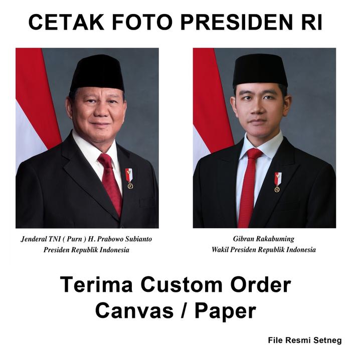 Jual Cetak Foto Presiden dan Wapres RI 2024 - 2029 File Resmi Setneg ...