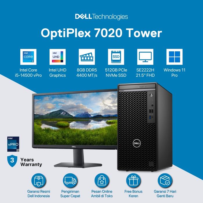 Jual Desktop Dell Optiplex 7020 Tower [Ci5-14500 vPro-8GB-512GB-UMA-W11P-SE2222H-3YR] DELL ...