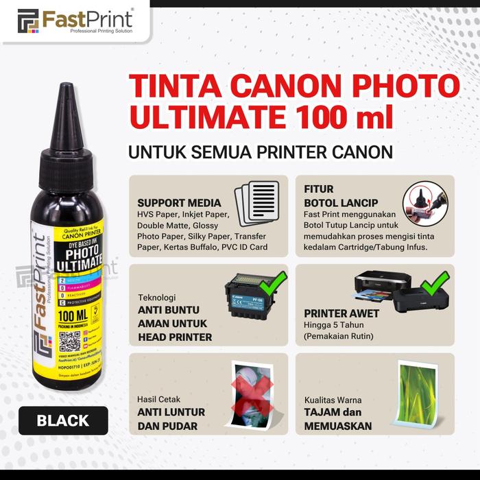 Jual Tinta Dye Based Photo Ultimate Canon - Black - 100 ML - Black ...